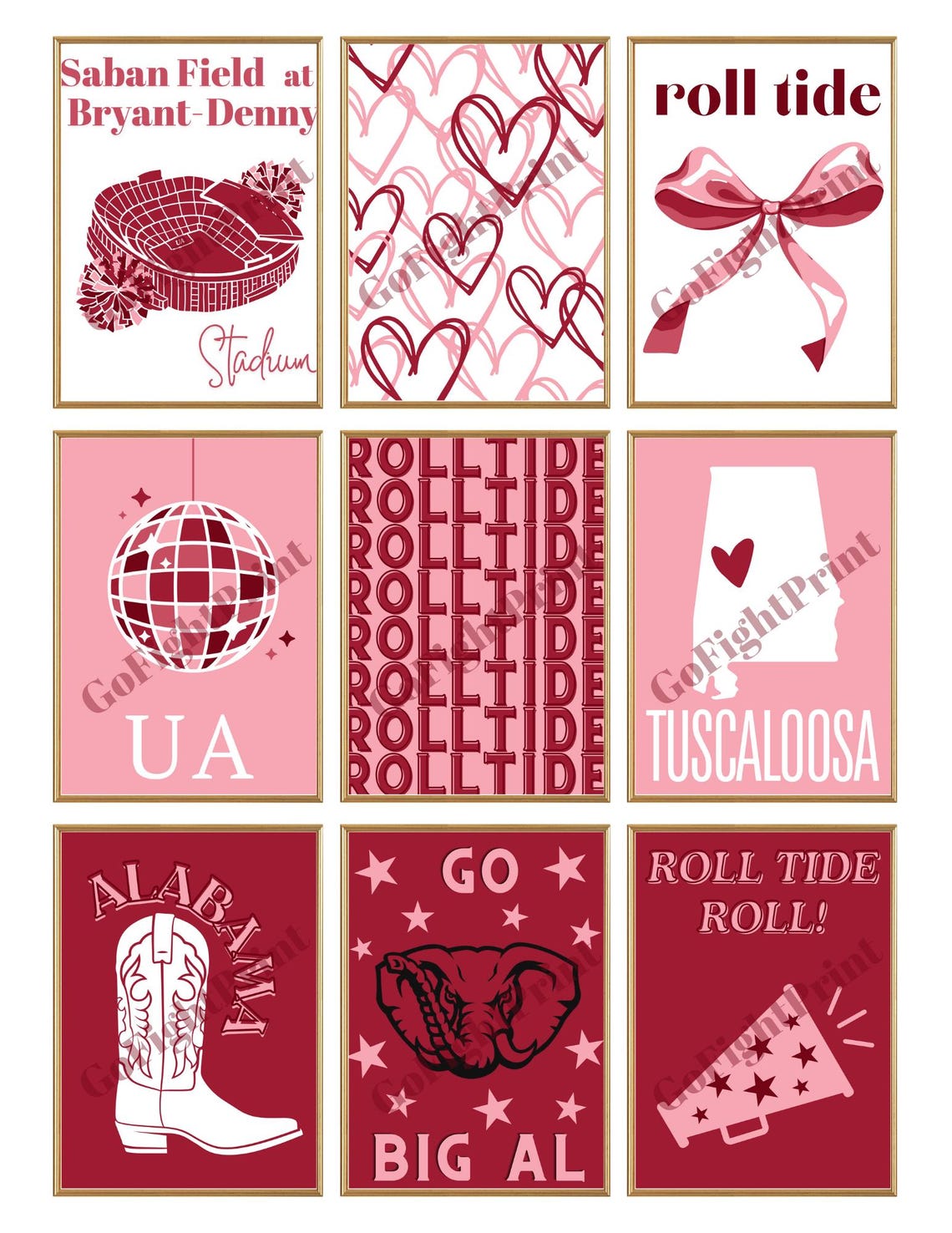 Alabama College Wall Art Digital Download Prints- Trendy and Aesthetic ...