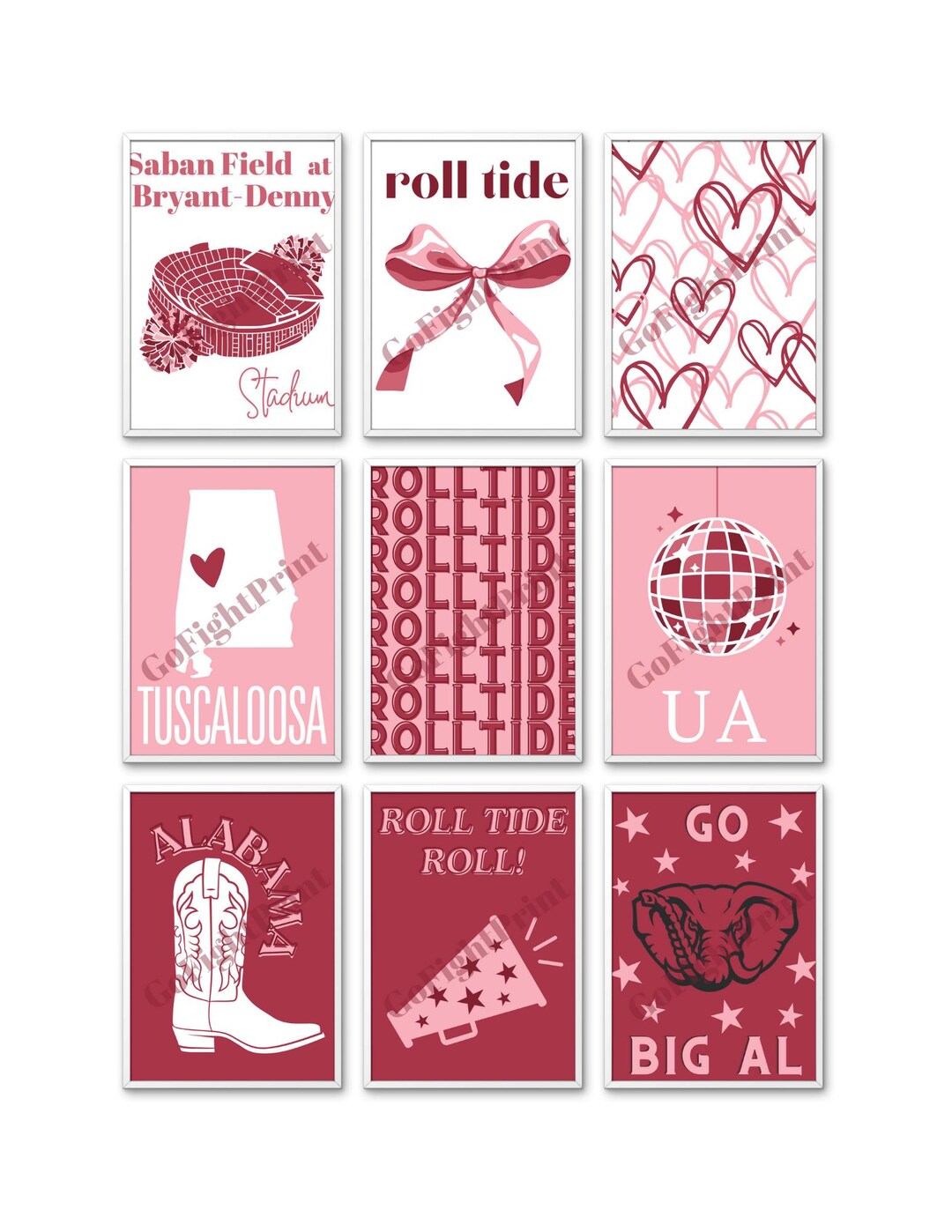 Alabama College Wall Art Digital Download Prints- Trendy and Aesthetic ...
