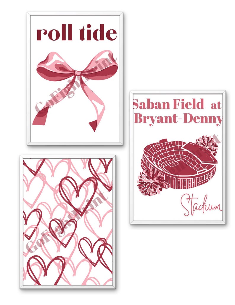 Alabama College Wall Art Digital Download Prints- Trendy and Aesthetic ...