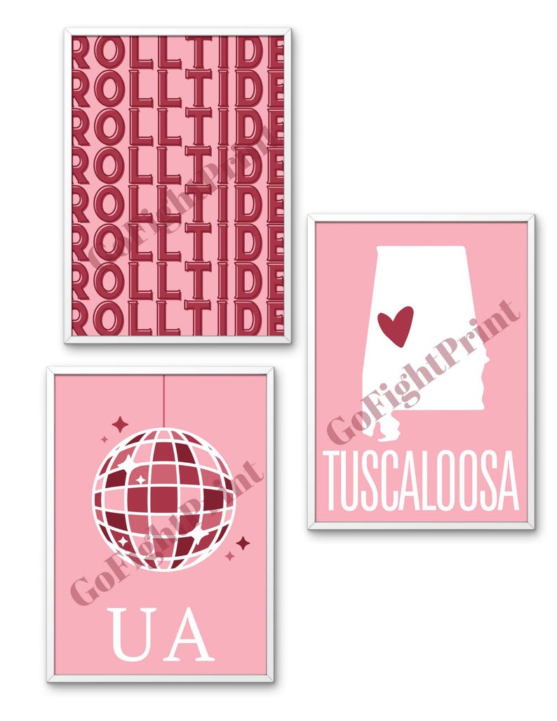 Alabama College Wall Art Digital Download Prints- Trendy and Aesthetic ...