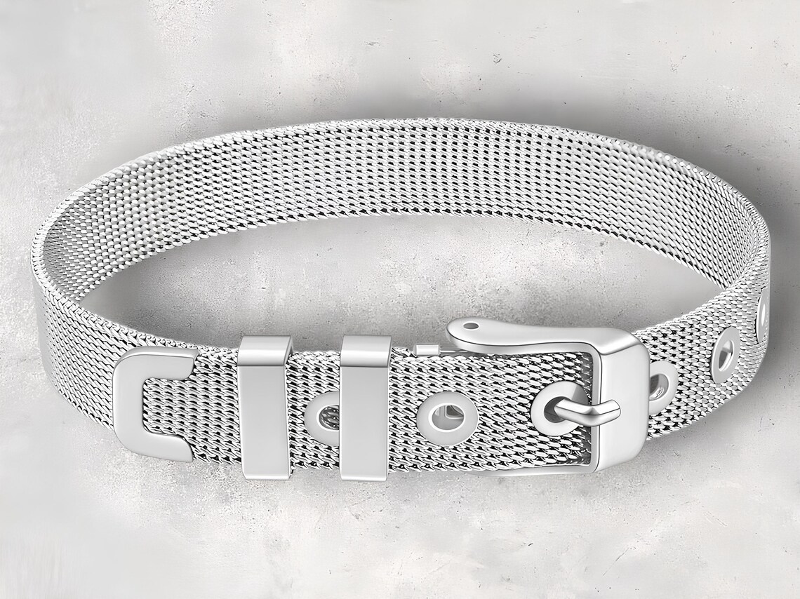 Stainless Steel Mesh Watch Strap, Adjustable Bracelet, Stacking Bangle ...