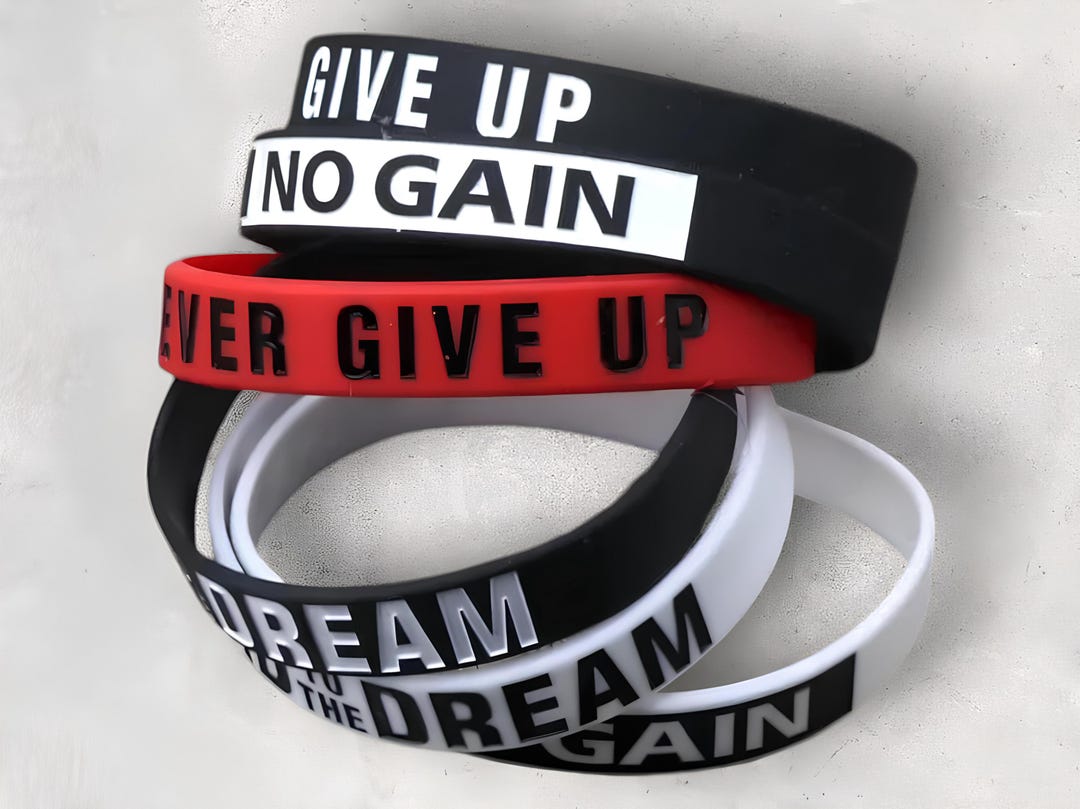 Silicone Bracelets - Never Give Up, Motivational Gift for Success - Etsy