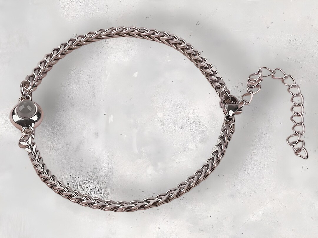 Silver & Gold Color Projection Photo Bracelet Set - Stainless Steel ...