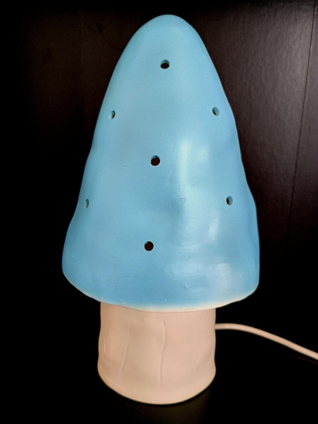 Heico Hand-painted Pale Blue Lamp Mushroom, Germany - Etsy