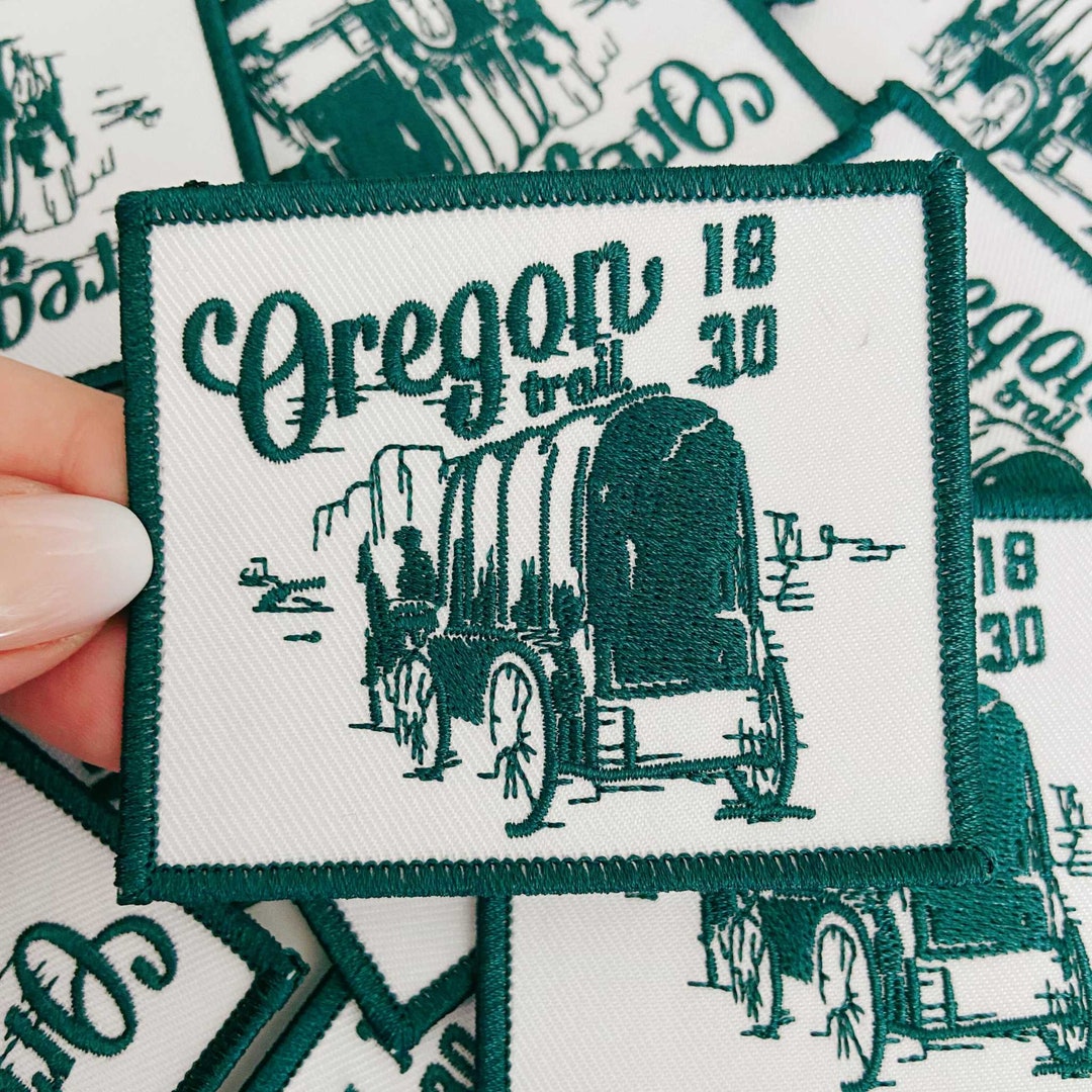 3 Oregon Trail in GREEN Embroidered Hat Patch - Etsy