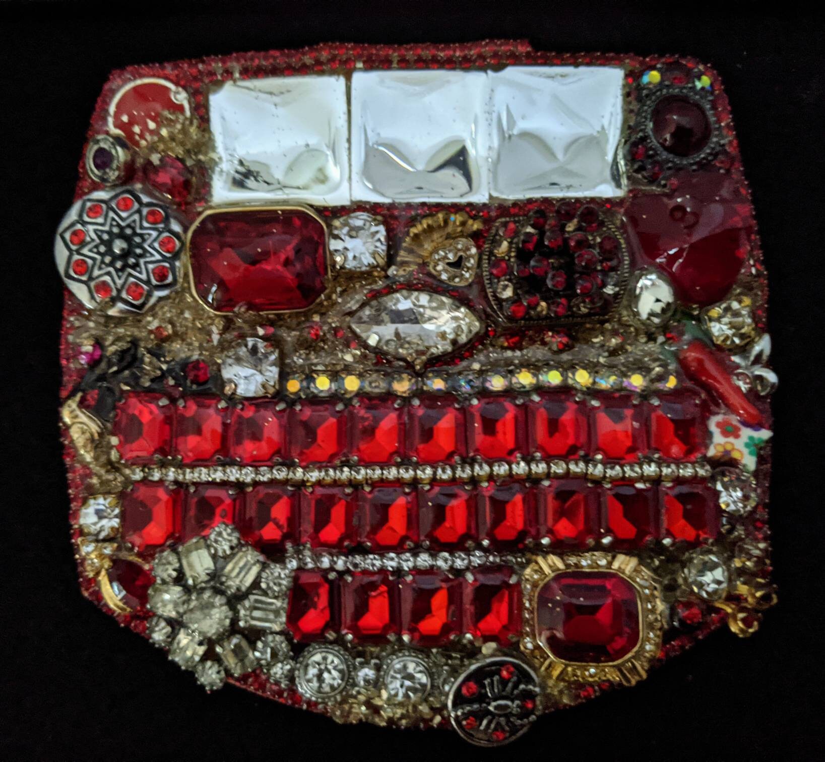 Gorgeous OOAK Jeweled Rhinestone Art Steno Machines Framed for Table or ...