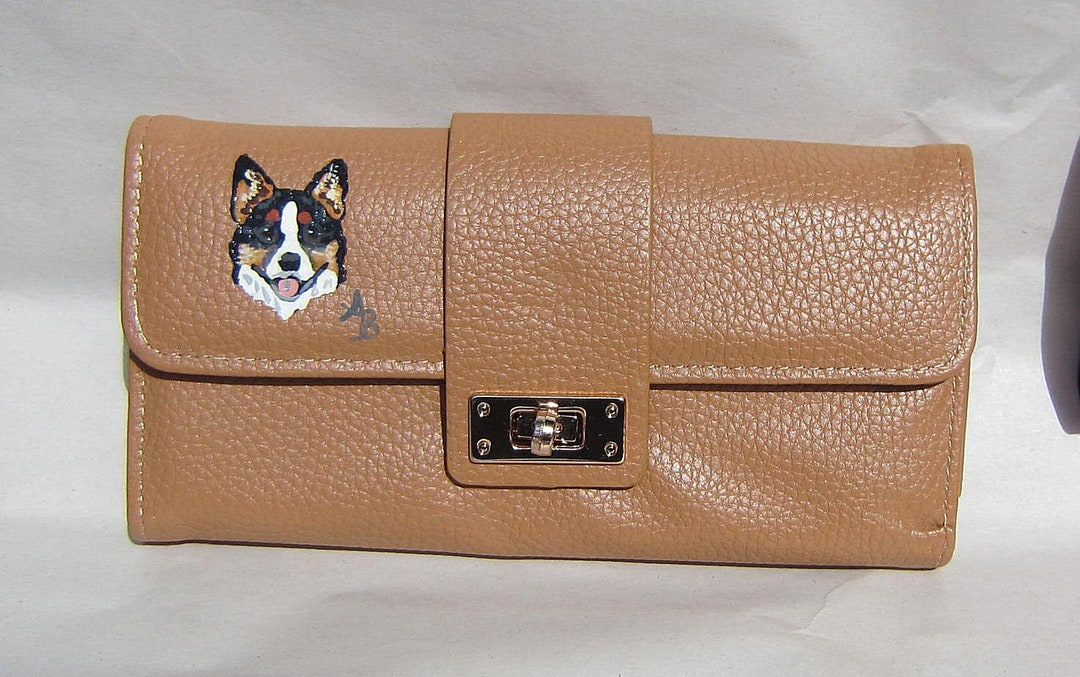 WELSH CORGI Tri-color Handpainted Camel Color Faux Leather Full Size ...