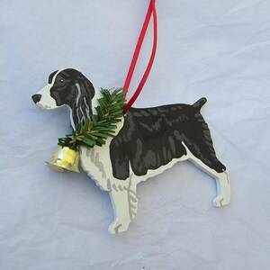 Hand-painted SPRINGER SPANIEL BLACK Wood Christmas Tree Ornament Artist ...