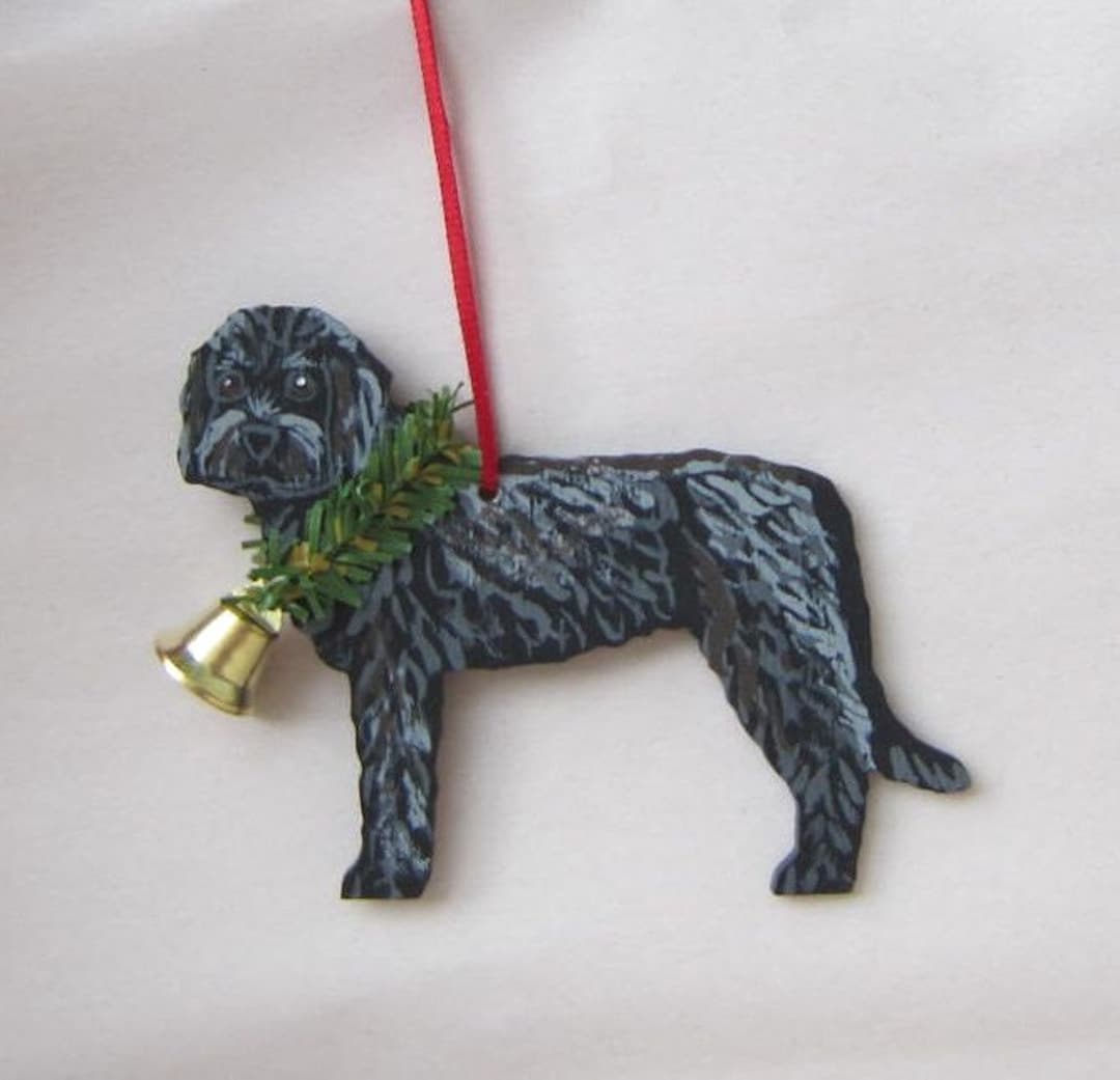 Hand-painted LABRADOODLE BLACK Wood Christmas Tree Ornament Artist ...