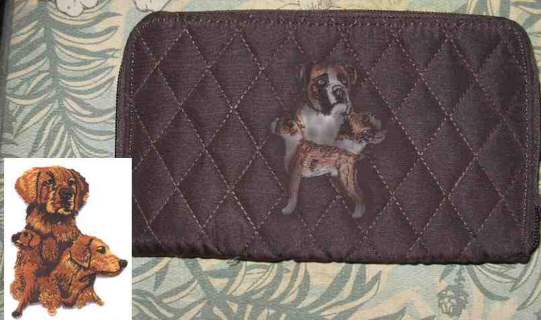 Quilted Fabric GOLDEN RETRIEVER Dog Breed Zip Around Brown Ladies ...