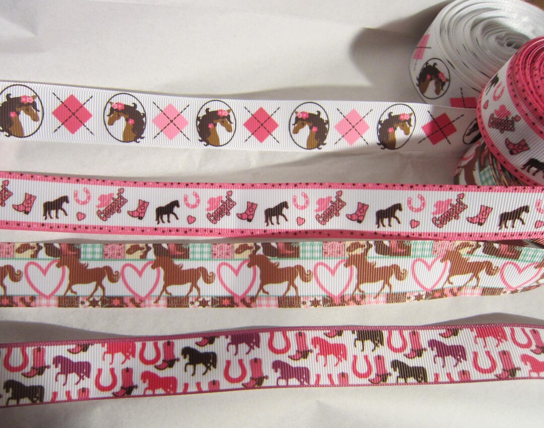 Ribbon HORSES Grosgrain 7/8" Ribbon, Craft Ribbon, Ribbon for Bows ...