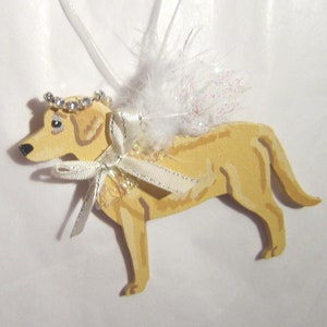 Hand-painted LABRADOR RETRIEVER YELLOW Feathered Wing Angel Wood ...
