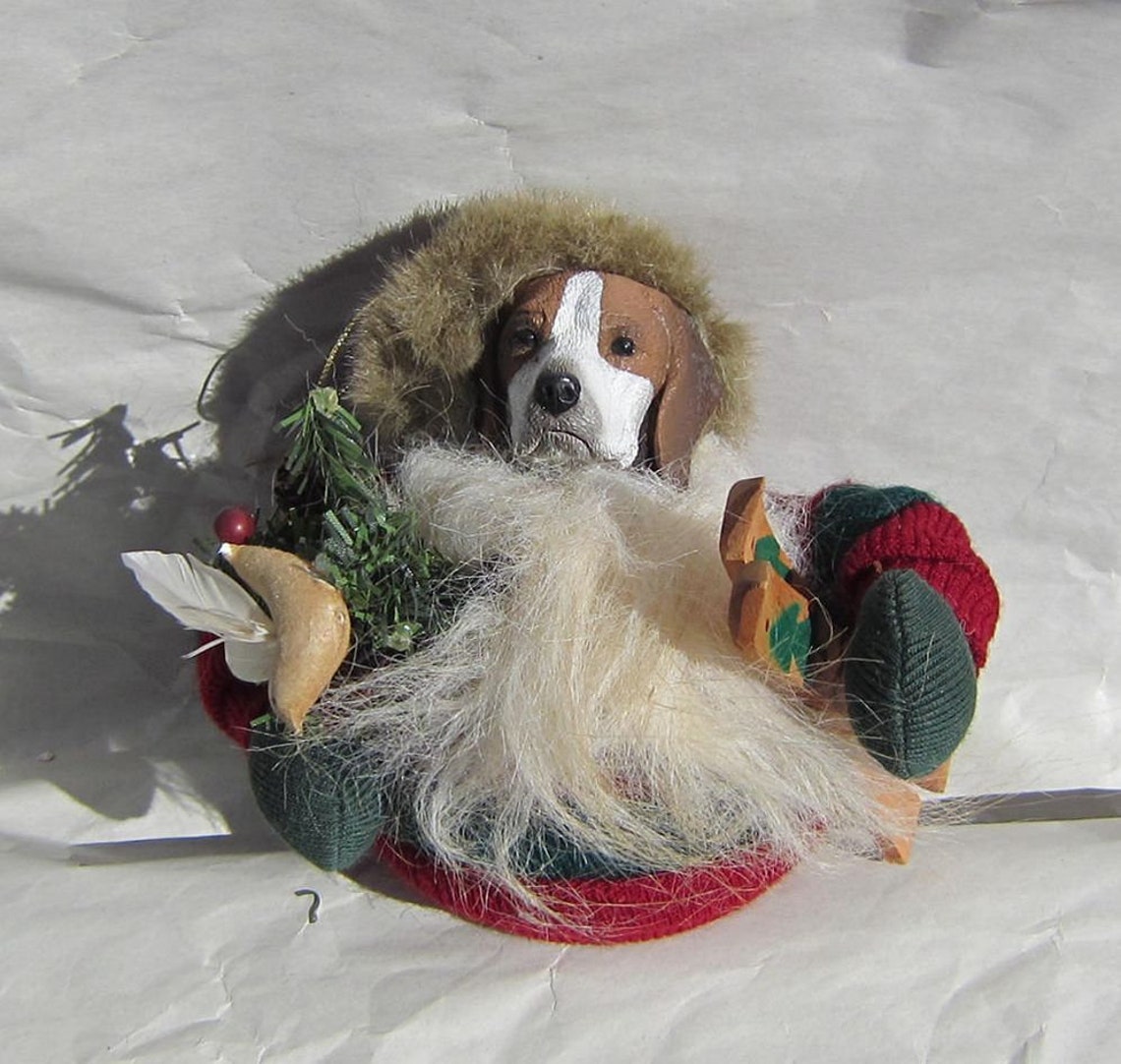 Vintage Roly Poly BEAGLE Dog Santa W/skis Christmas Holiday - Etsy
