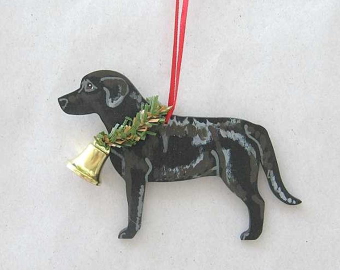Hand-painted LABRADOR RETRIEVER BLACK Wood Christmas Tree Ornament ...
