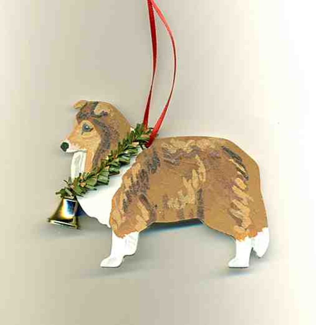 Hand-painted SHELTIE SHETLAND SHEEPDOG Sable Wood Christmas Tree ...