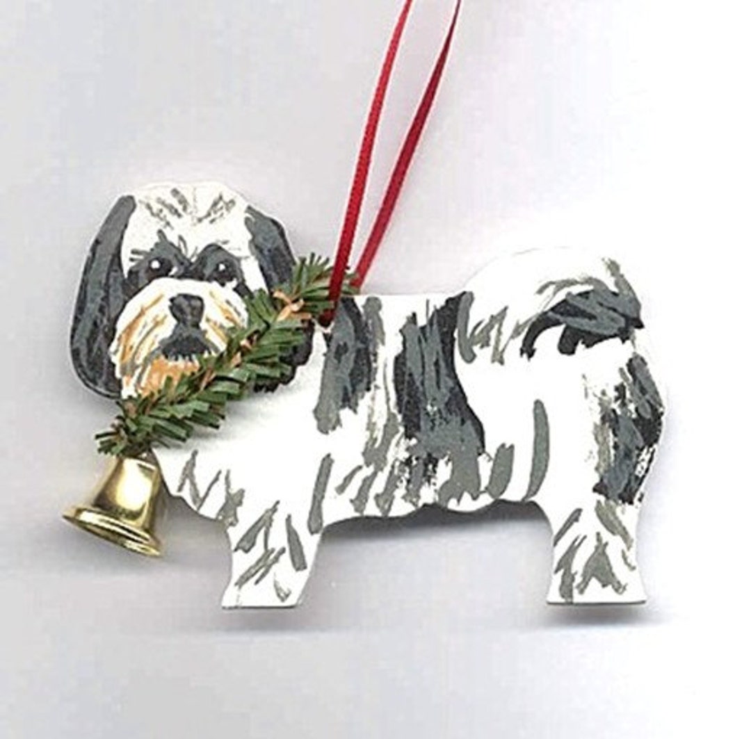 Hand-painted SHIH TZU Blk/wht Wood Christmas Tree Ornament Artist ...