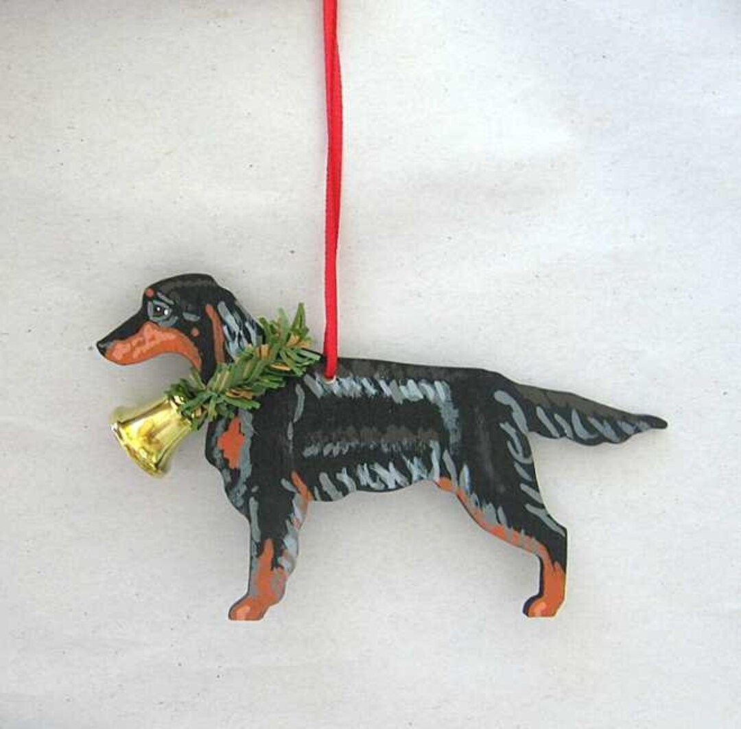 Hand-painted GORDON SETTER Wood Christmas Tree Ornament Artist Original ...