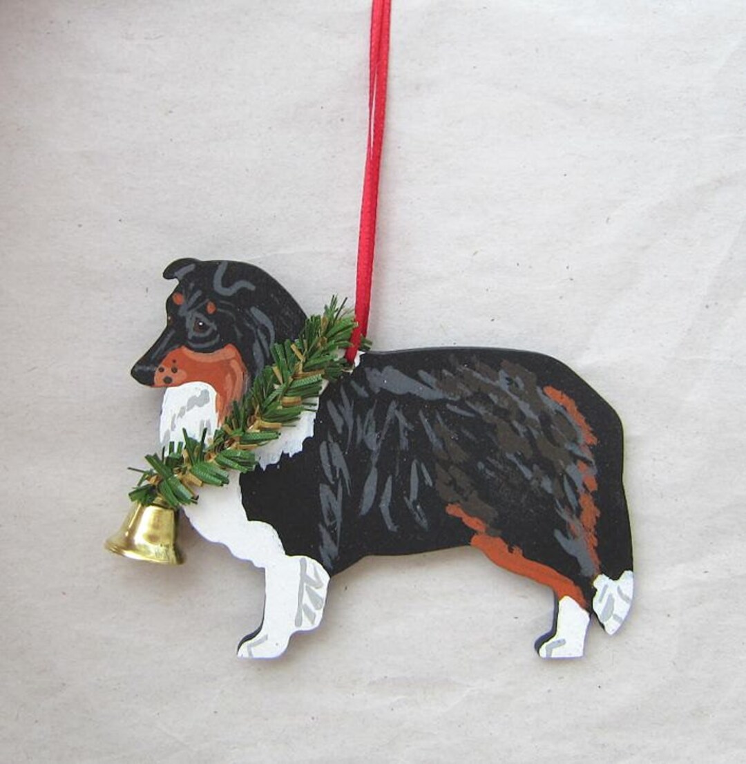 Hand-painted SHELTIE SHETLAND SHEEPDOG Tri-color Wood Christmas Tree ...