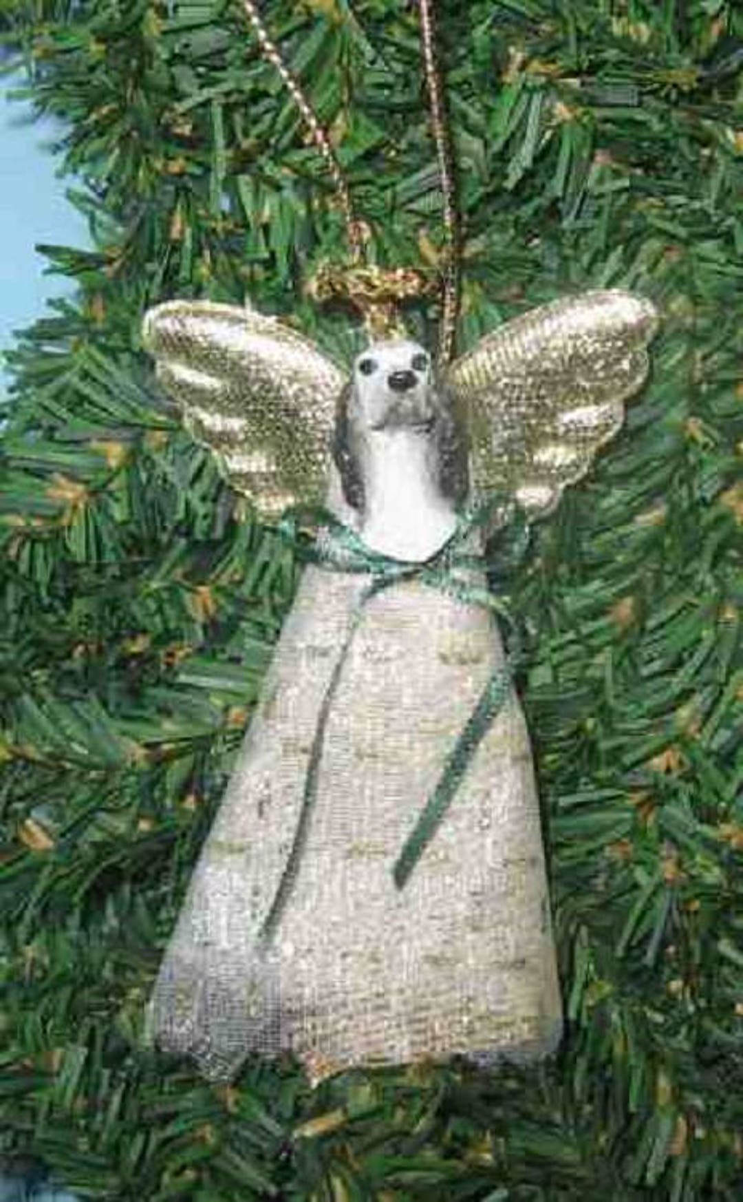 Handmade ENGLISH SETTER Small Lace Angel Christmas Tree Ornament or Pet ...