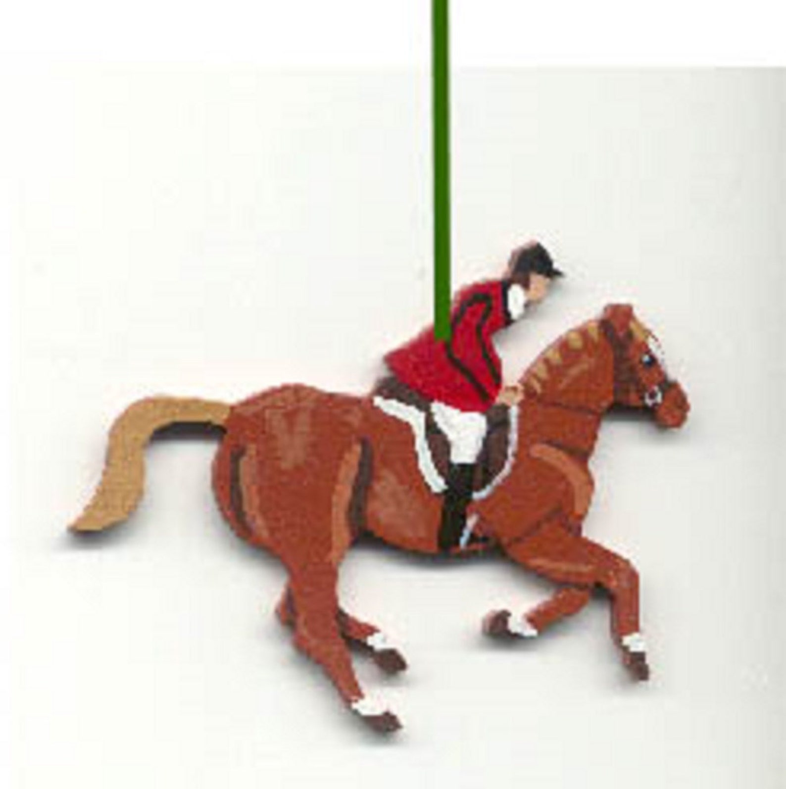 Hand-painted GALLOPING HORSE/RIDER Wood Christmas Ornament Nicely ...