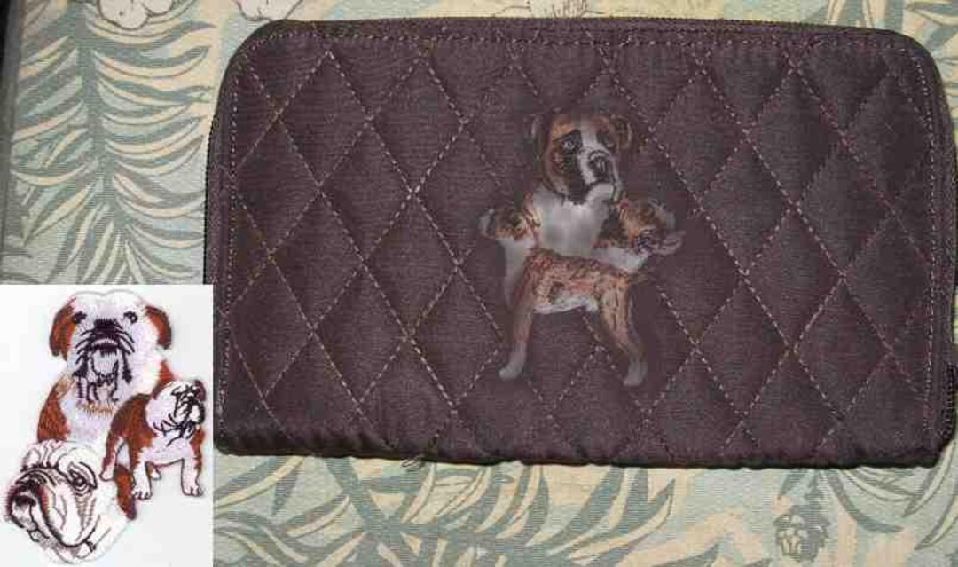 Quilted Fabric BULLDOG Dog Breed Zip Around Brown Ladies Wallet - Etsy