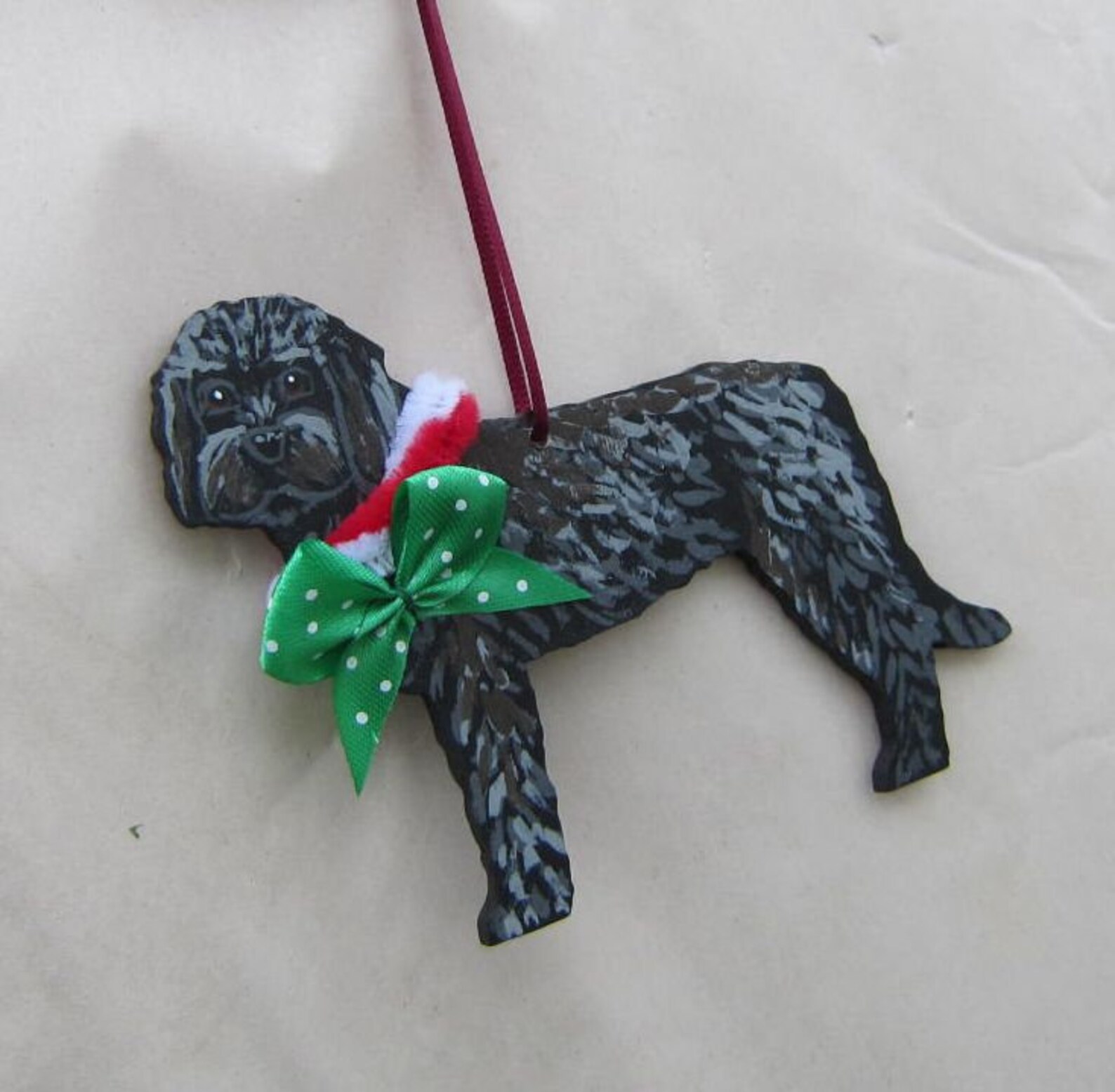Hand-painted LABRADOODLE BLACK Wood Christmas Tree Ornament - Etsy
