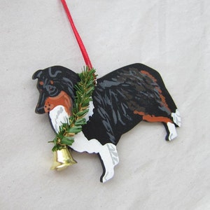 Hand-painted SHELTIE SHETLAND SHEEPDOG Tri-color Wood Christmas Tree ...