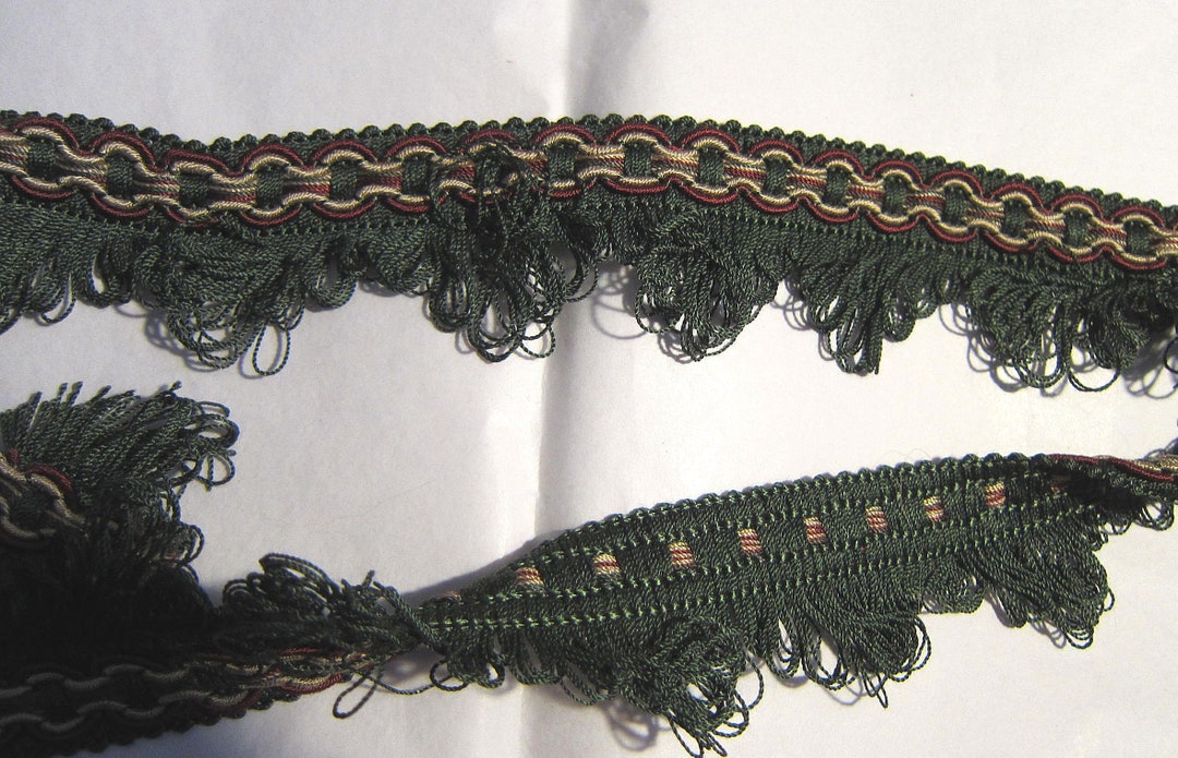Scallop Fringe Trim Dark Green Color Loop Fringe Trim Rayon/polyester 1 ...
