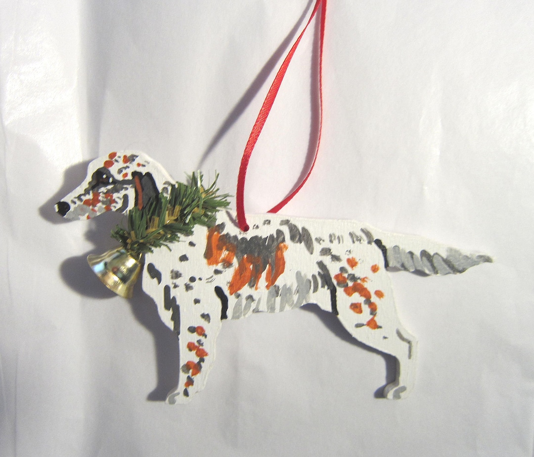 Hand-painted ENGLISH SETTER Tri Color Wood Christmas Tree Ornament ...