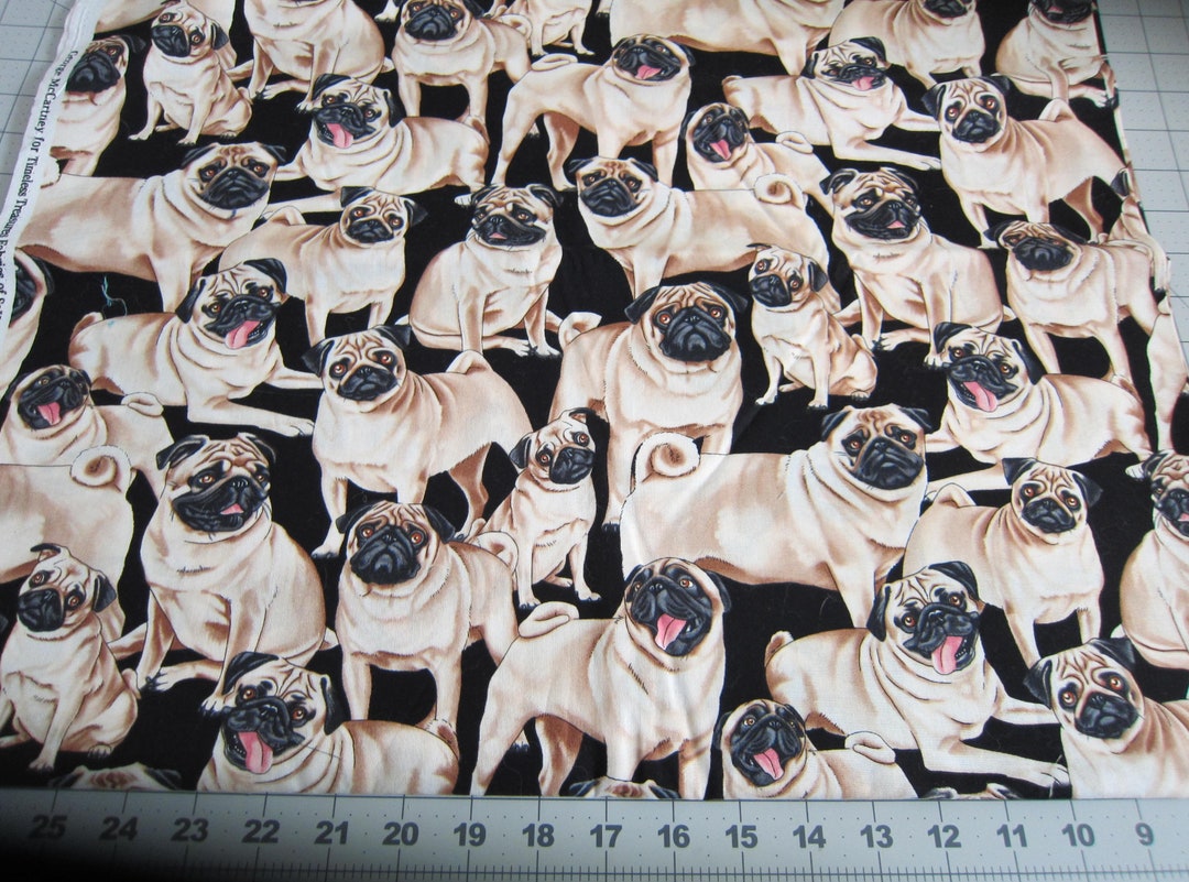 Dog Fabric PUG Timeless Treasures Cotton Fabric 44 Wide - Etsy