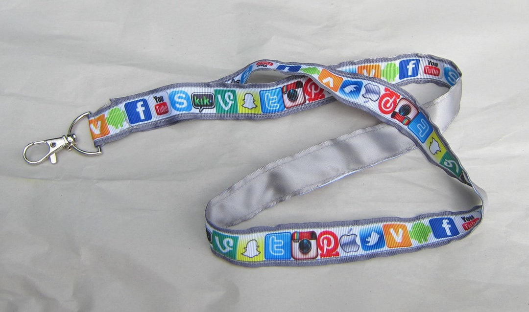 INTERNET ICONS and LOGOS Handmade Grosgrain & Satin Ribbon Lanyard ...