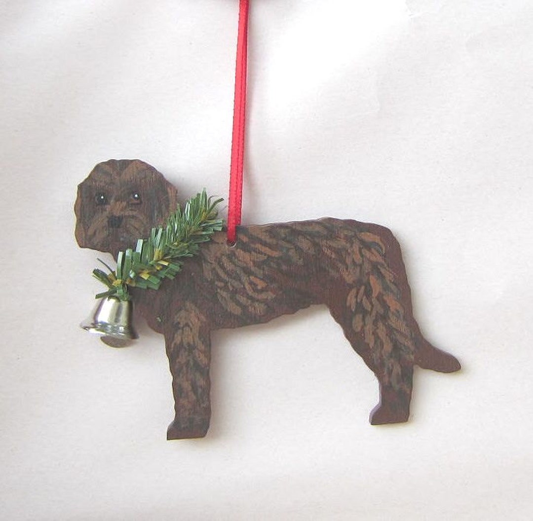 Hand-painted LABRADOODLE CHOCOLATE Wood Christmas Tree Ornament Artist ...