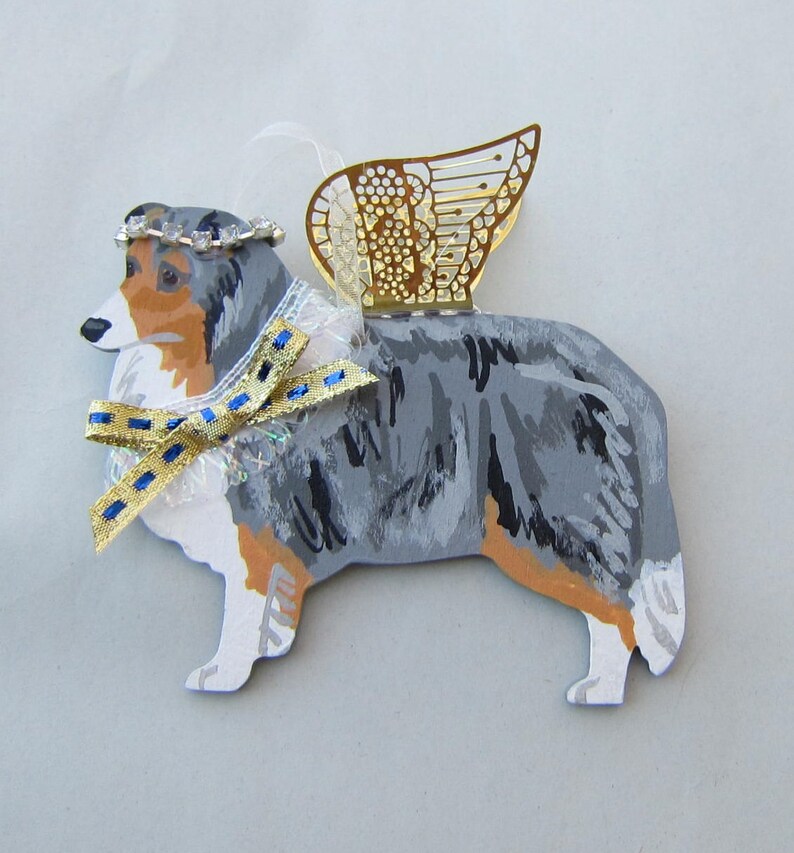 Hand-Painted SHELTIE SHETLAND SHEEPDOG Blue Merle Metal Wing | Etsy