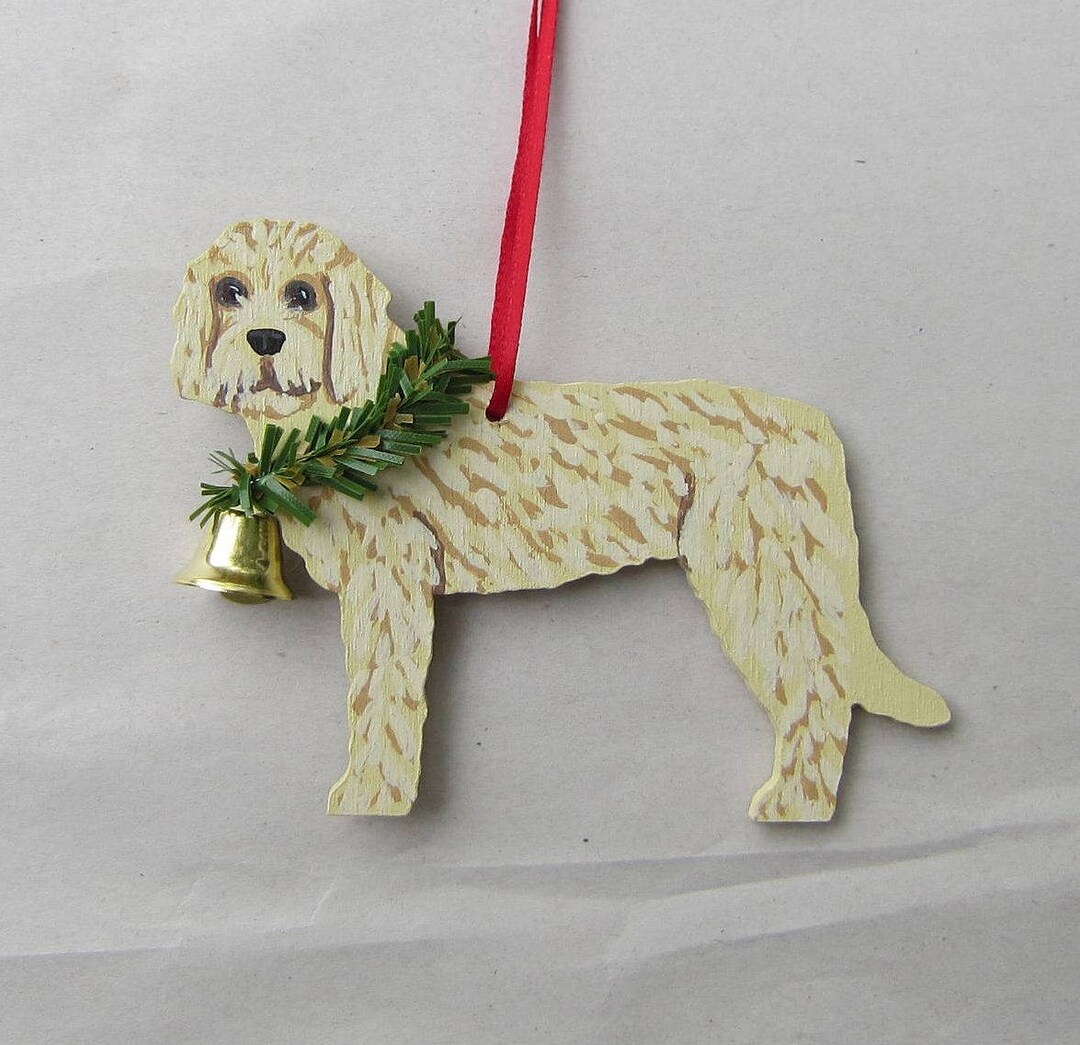 Hand-painted LABRADOODLE CREAM Wood Christmas Tree Ornament Artist ...