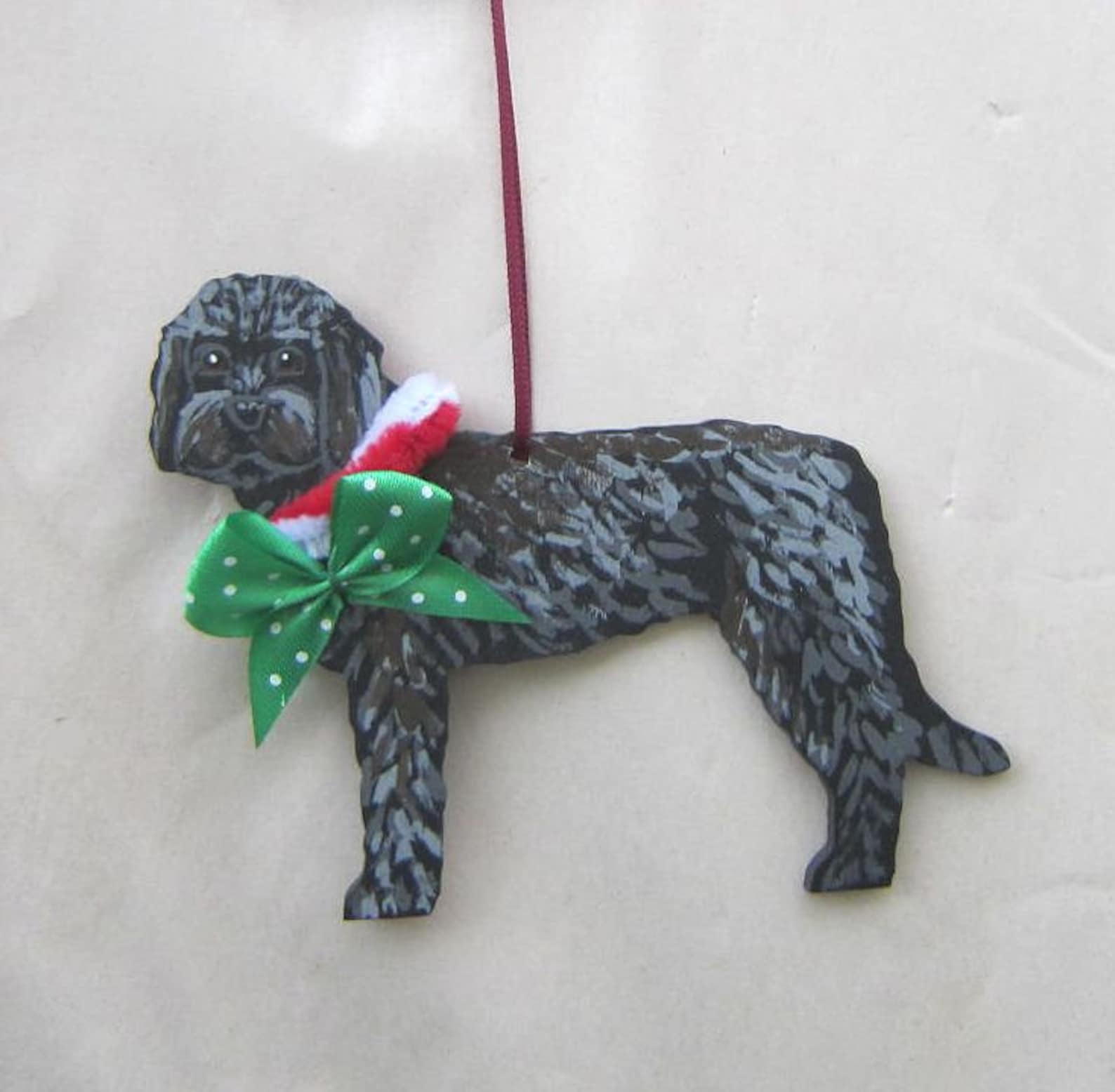 Hand-painted LABRADOODLE BLACK Wood Christmas Tree Ornament - Etsy