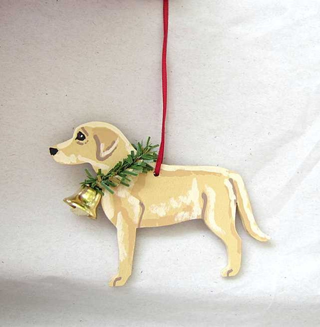 Hand-painted LABRADOR RETRIEVER YELLOW Wood Christmas Tree Ornament ...