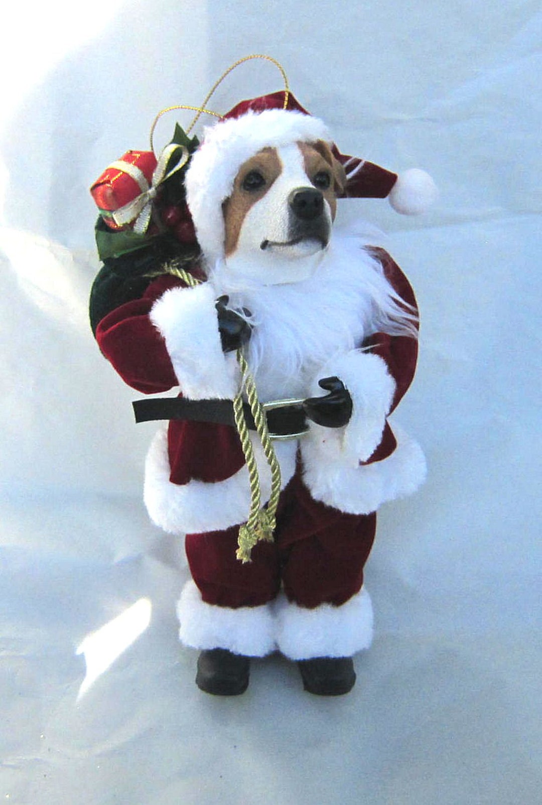 Standing Santa JACK RUSSELL TERRIER Dog Santa W/sack Holiday Figurine 9 ...