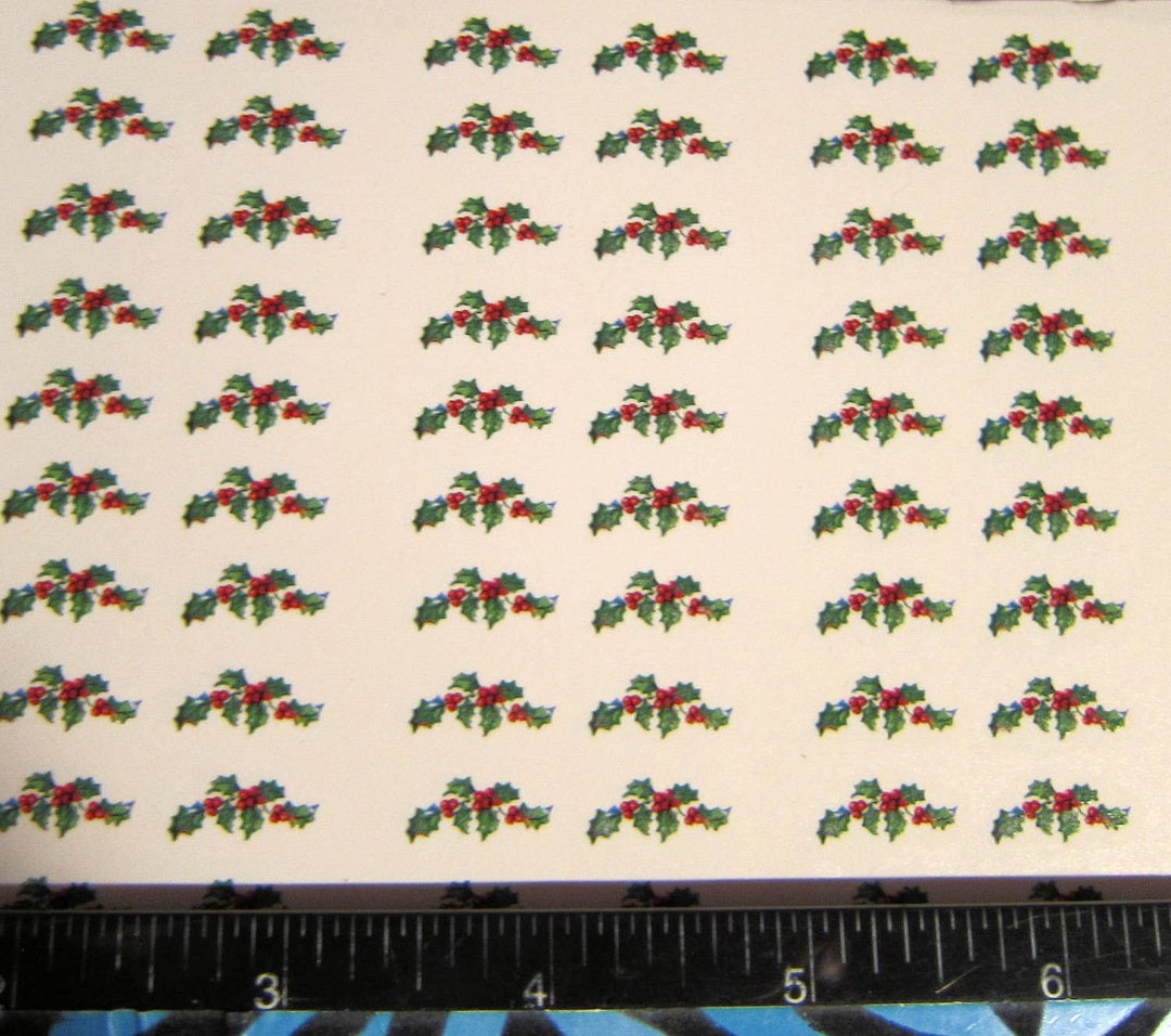 Vintage Ceramic Decal CHRISTMAS HOLLY Mini Size Accent 1/2 Holiday ...