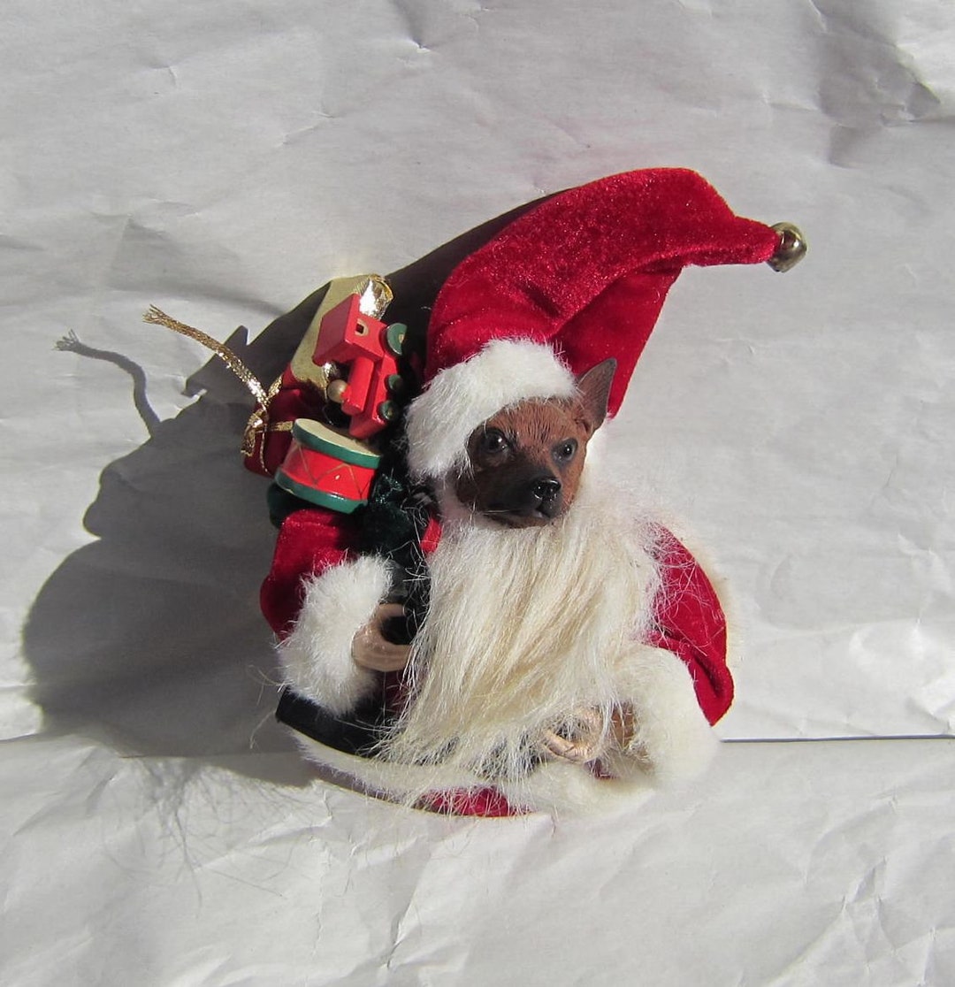 Vintage Roly Poly MIN PIN Red Miniature Pinscher Dog Santa W/sack ...