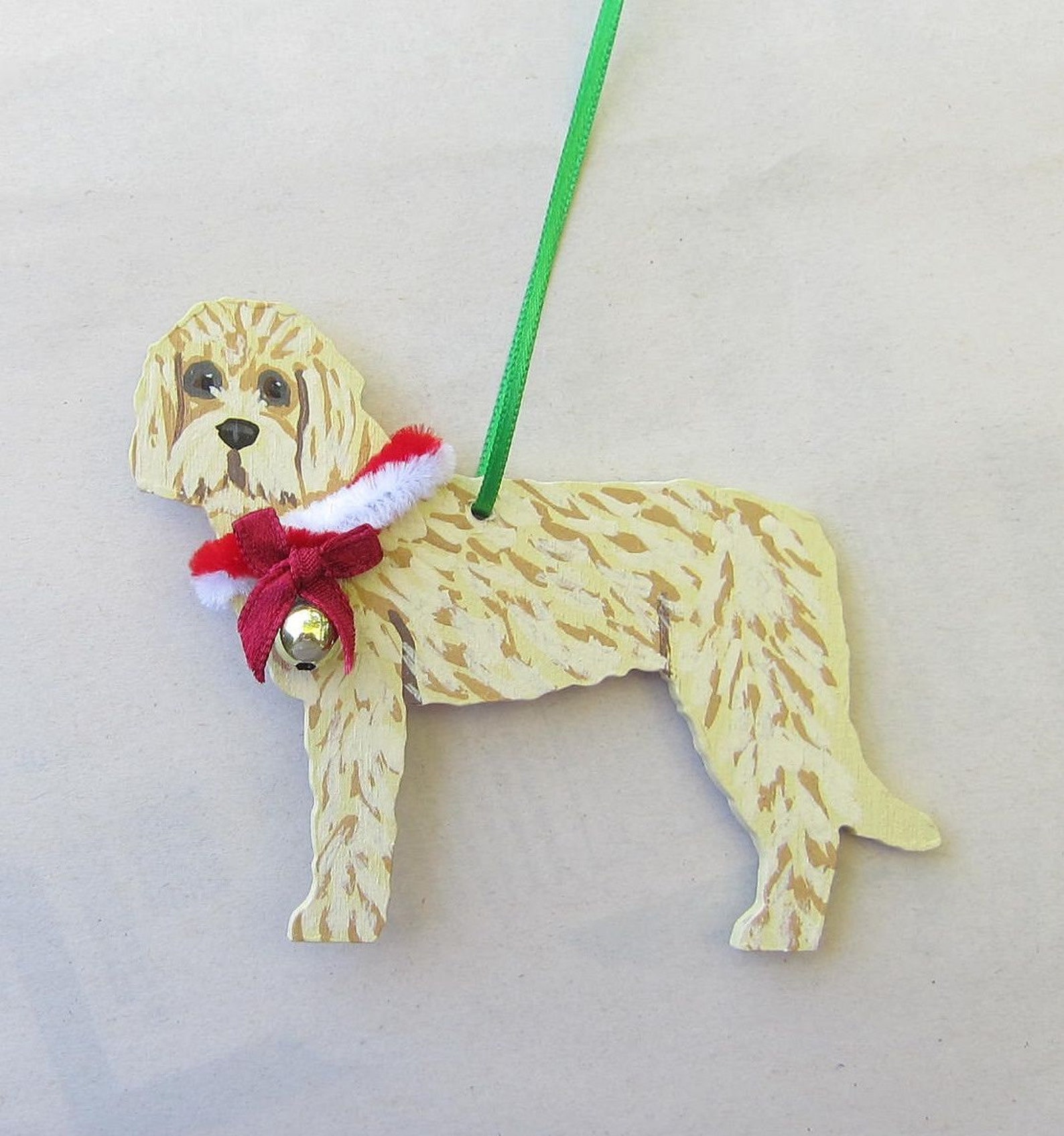 Hand-painted LABRADOODLE CREAM Wood Christmas Tree Ornament Artist ...