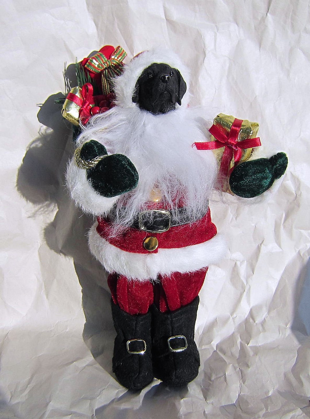 Dog Santa LABRADOR RETRIEVER BLACK Dog Santa W/sack Holiday Figurine 12 ...