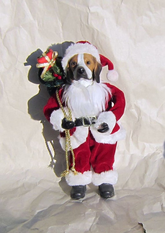 Standing Santa BEAGLE Dog Santa W/sack Holiday Figurine | Etsy