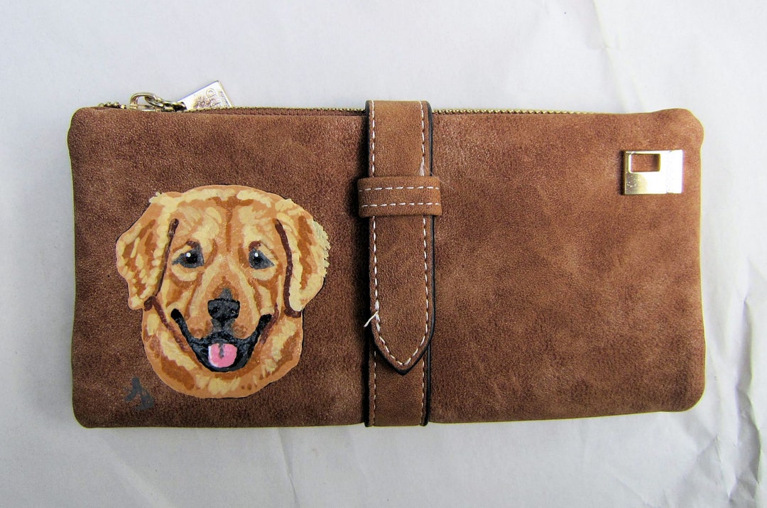 GOLDEN RETRIEVER Handpainted Brown Color Faux Suede Leather Full Size ...