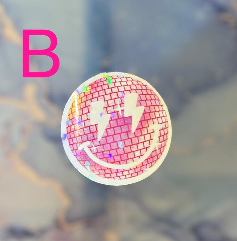 Holographic Smiley Face Sticker / Irridescant Happy Face Decal ...