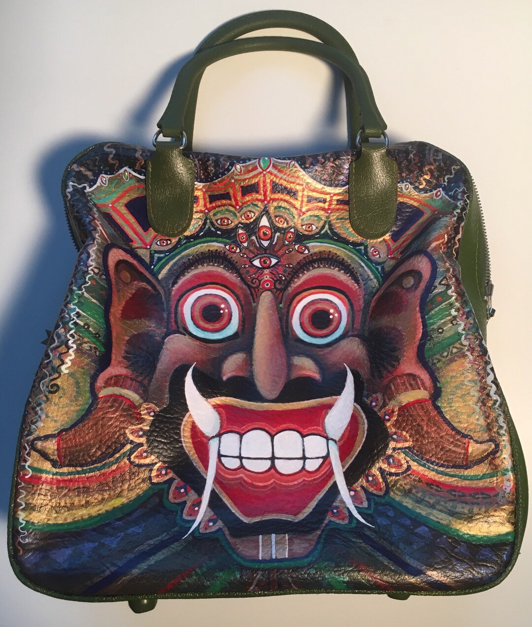 Face Purse, the Protector Hand Painted Vinyl Bowling Ball Bag. - Etsy