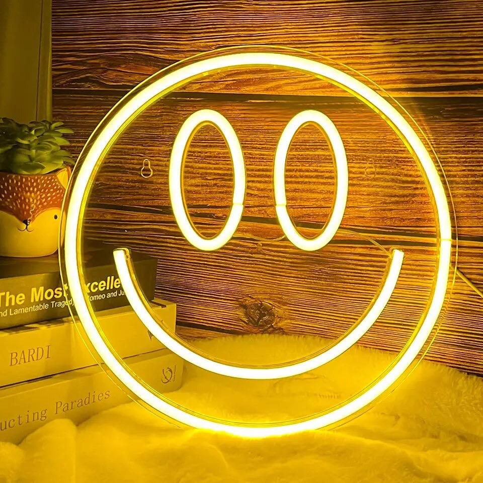 Smiley Face Neon Sign, LED Smiley Face Light for Home Decor, Party Neon, Photo Props, and Gifts ...