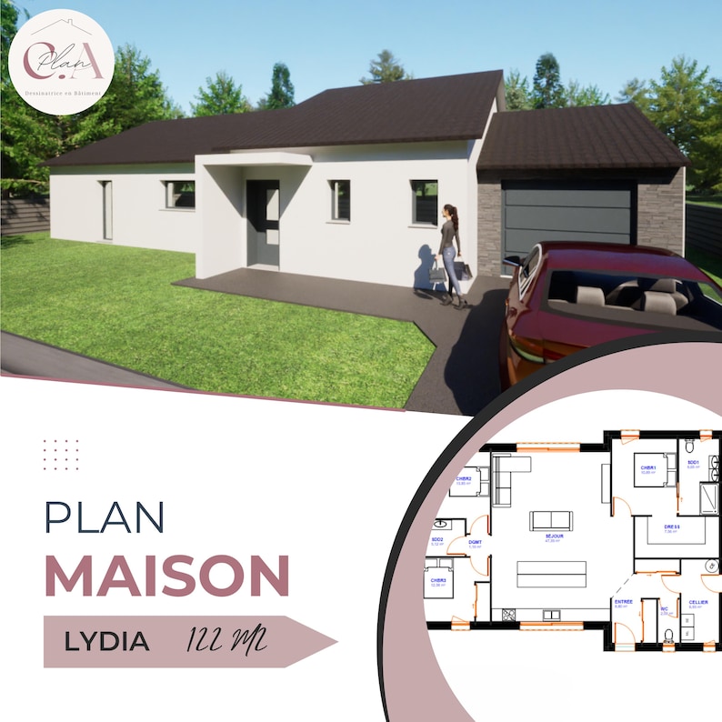 Plan Maison Moderne 3 Chambres / Conception Avant-projet Maison / Auto ...