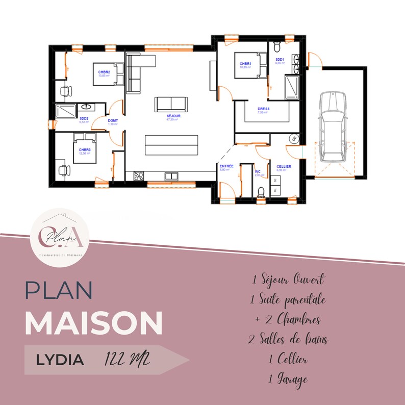 Plan Maison Moderne 3 Chambres / Conception Avant-projet Maison / Auto ...