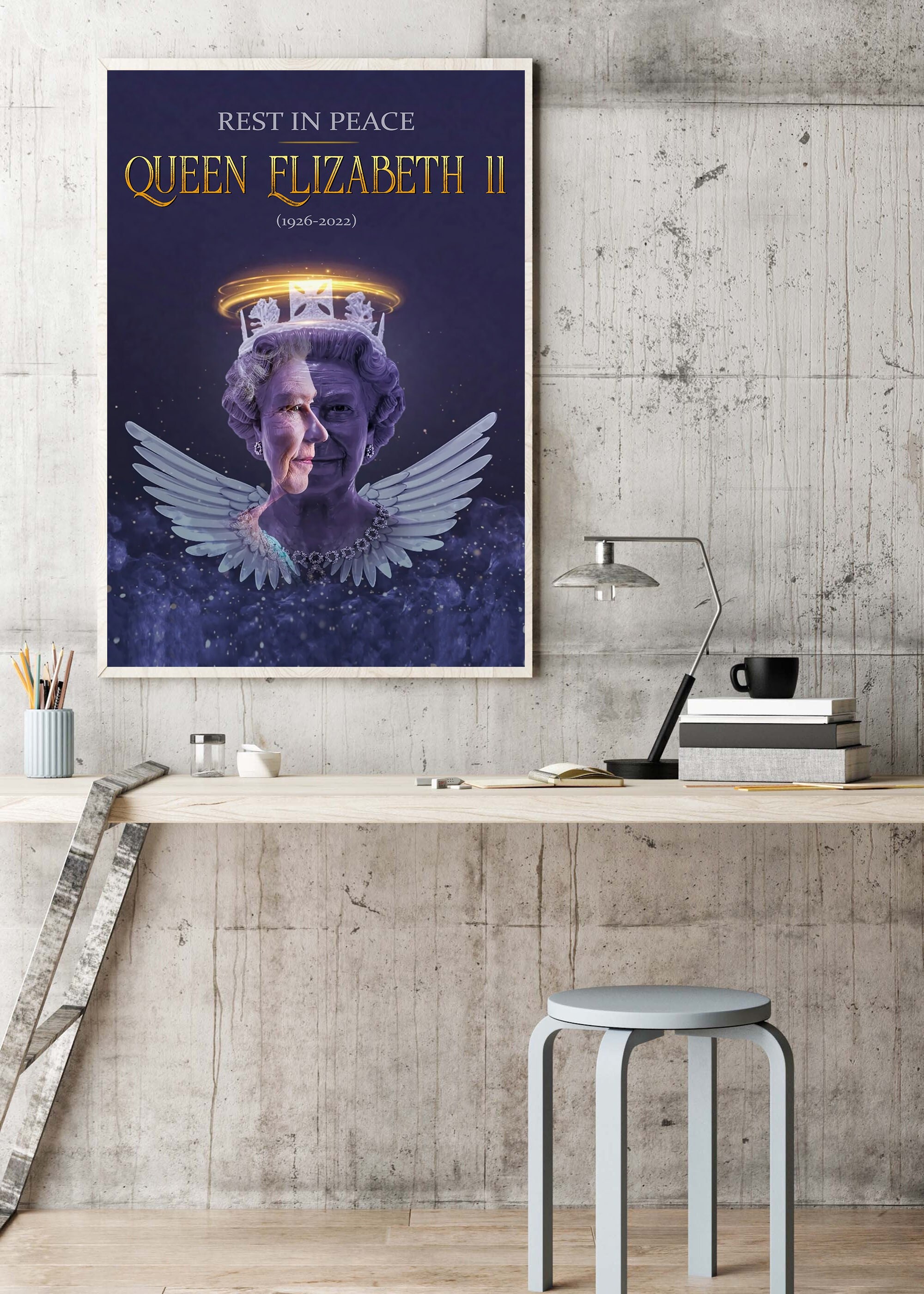Rest In Peace Queen Elizabeth II Portrait Wall Art, Queen British Royal ...