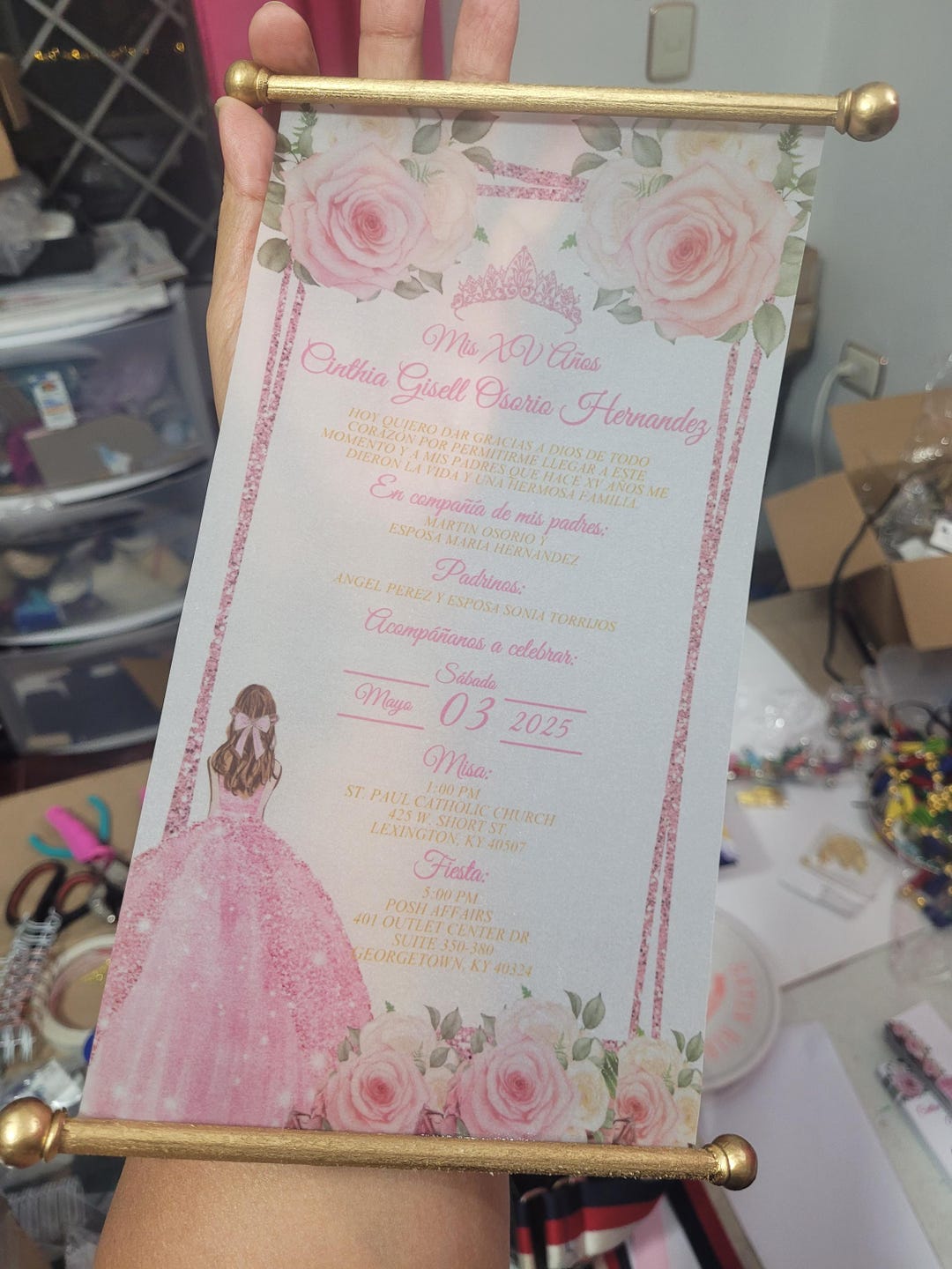 Invitacion De Pergamino Rosa Pink Scroll Invitations - Etsy